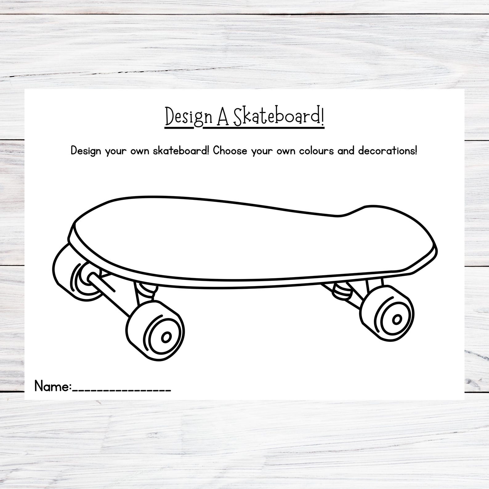 Design Your Own Skateboard Printable: Kids' Craft Activity (PDF ...