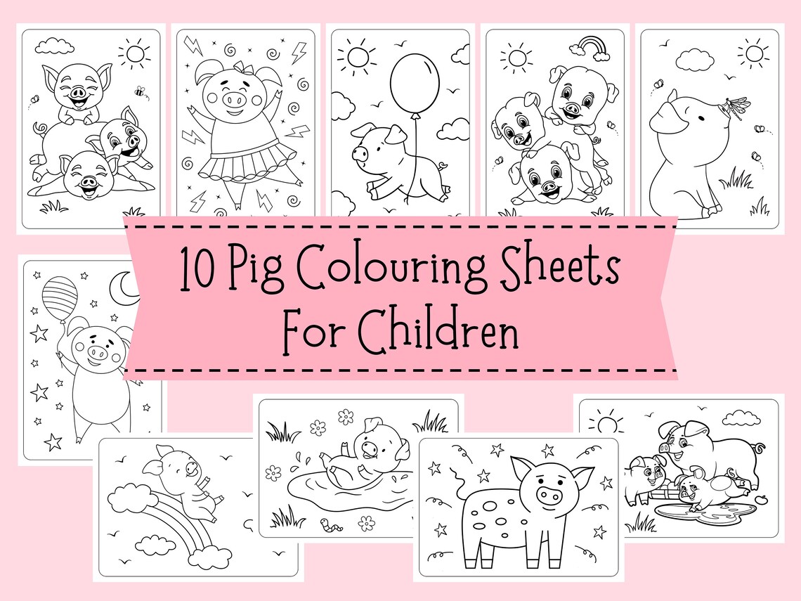 Pig Colouring Sheets for Children Pig Coloring Pages for Kids Cute Pig ...