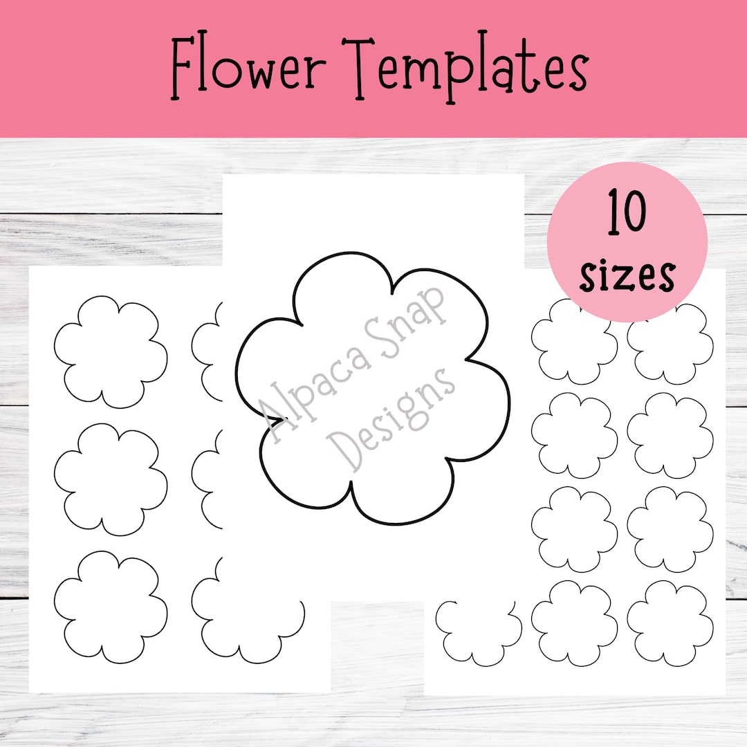 Flower Template Set Printables | 10 Page Flower Outline Pack for Crafts ...