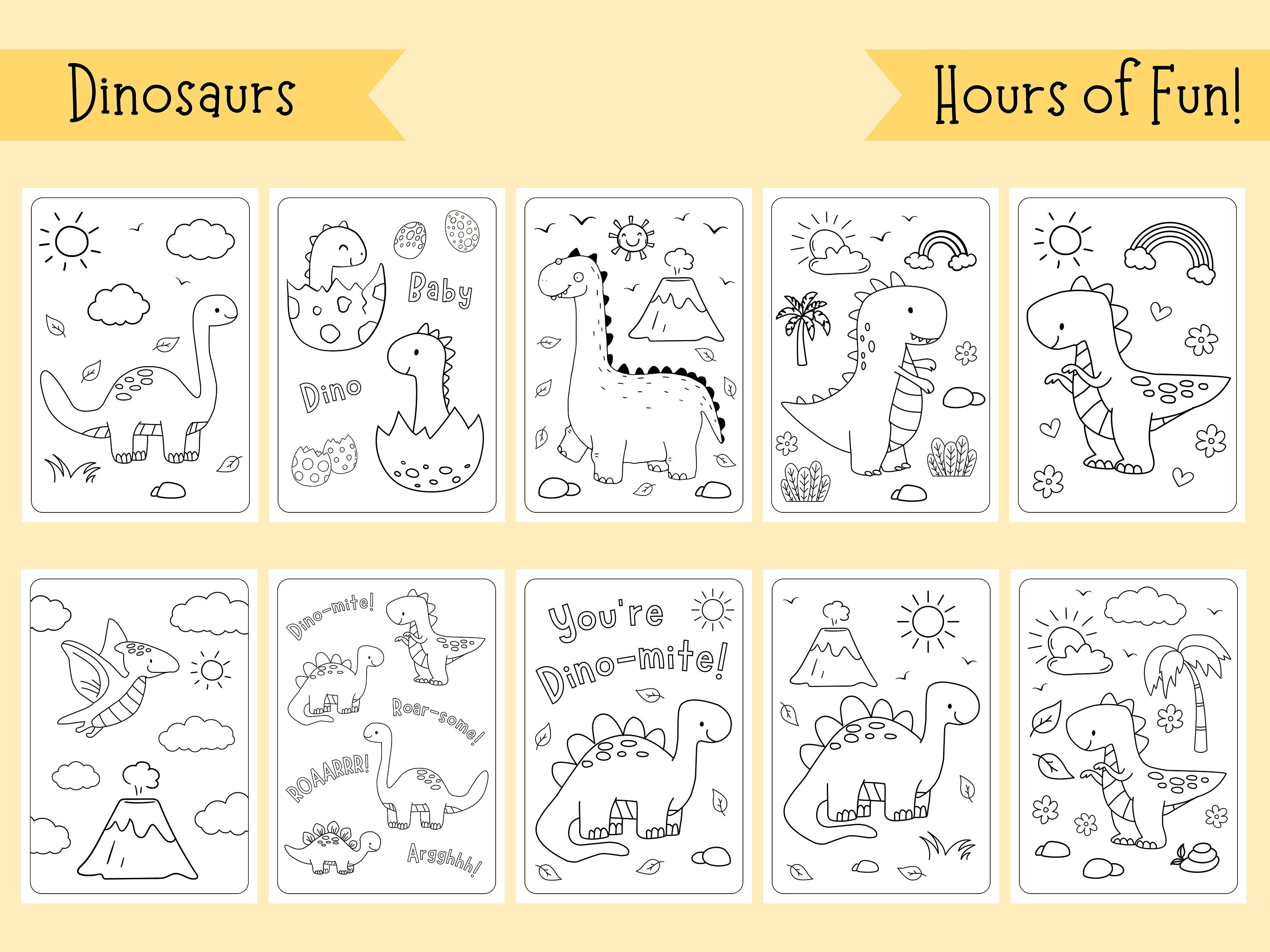Dinosaur Colouring Sheets for Children Dinosaur Coloring Pages for Kids ...