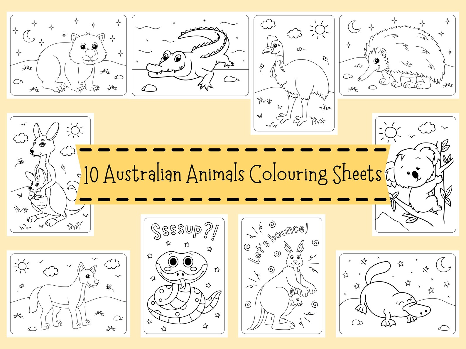 Australian Animals Colouring Sheets for Children - Australian Animals ...