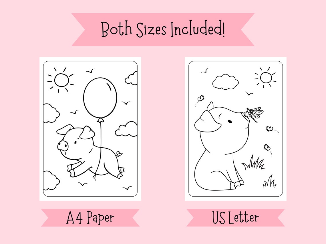 Pig Colouring Sheets for Children Pig Coloring Pages for Kids Cute Pig ...