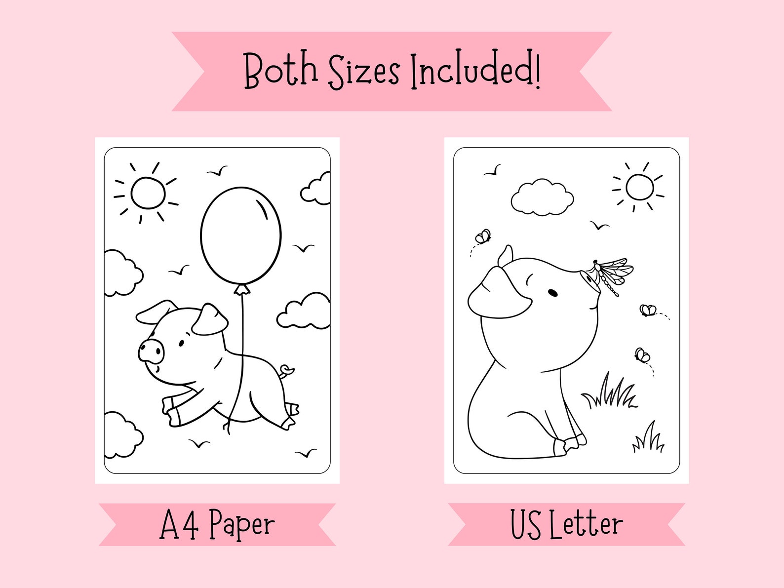 Pig Colouring Sheets for Children Pig Coloring Pages for Kids Cute Pig ...
