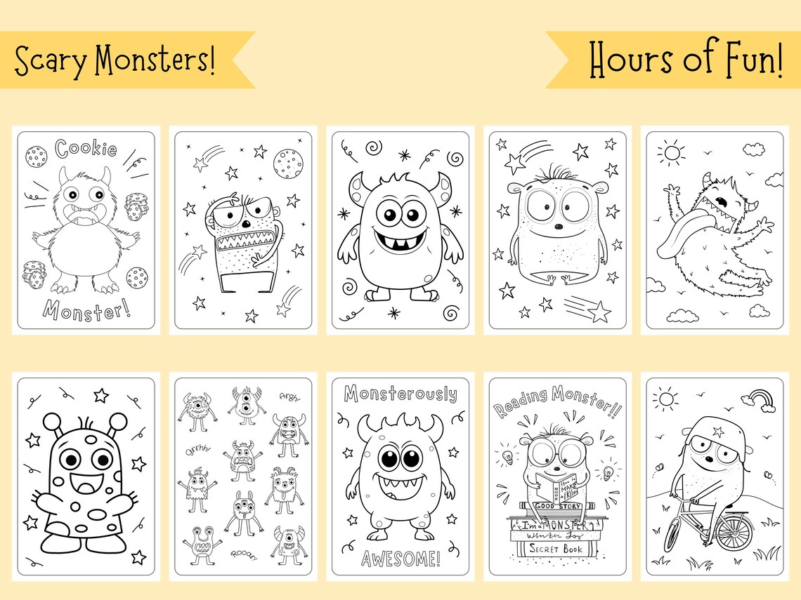 Monster Colouring Sheets for Children - Monster Coloring Pages for Kids ...