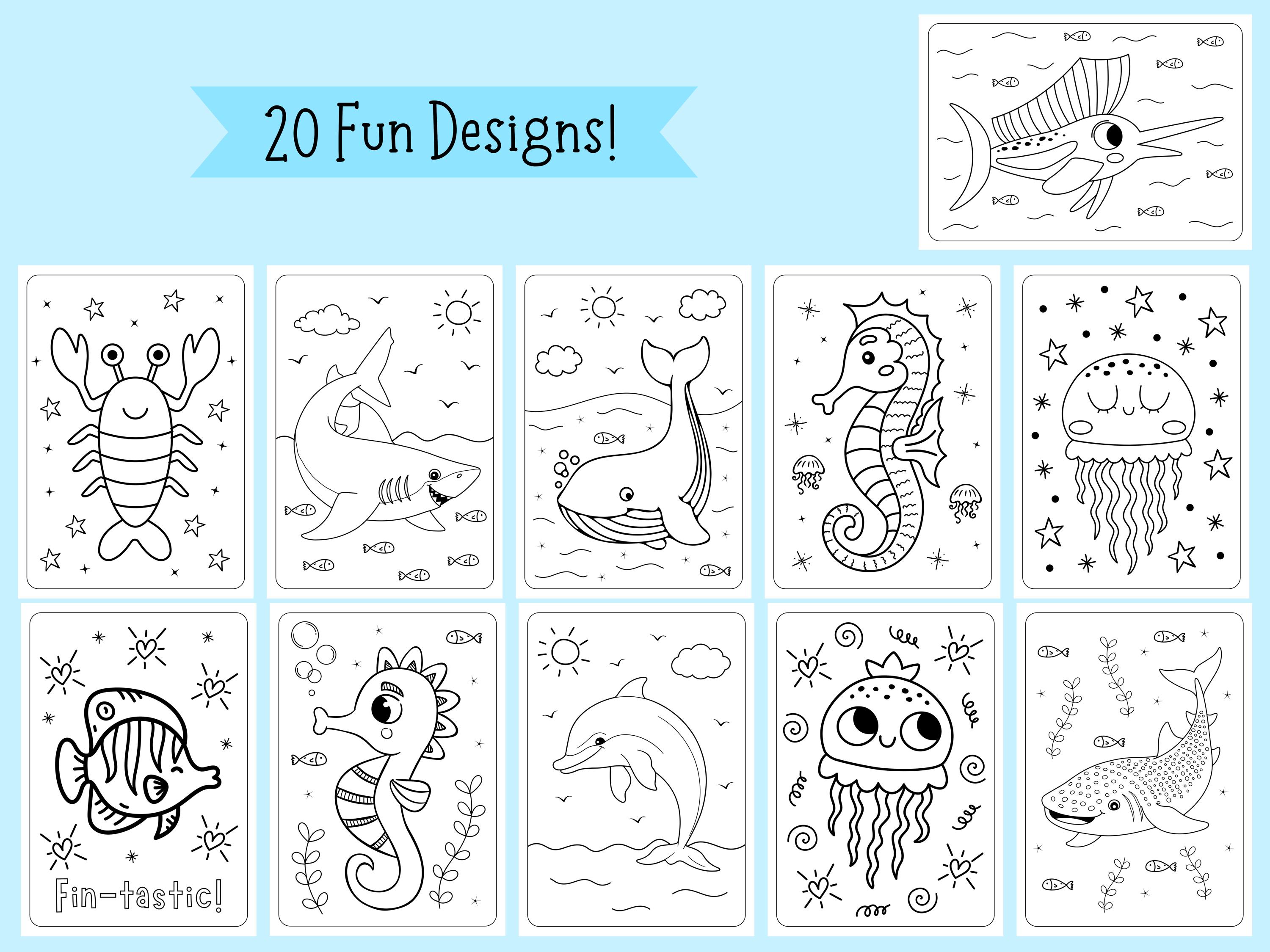 Sea Creatures Coloring Pages - 20 Under the Sea Printables (PDF) - Etsy