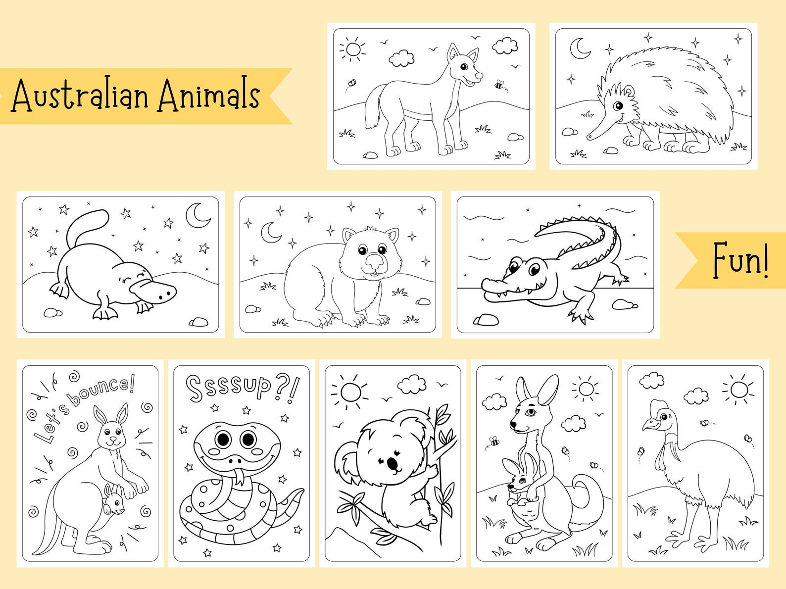 Australian Animals Colouring Sheets for Children - Australian Animals ...