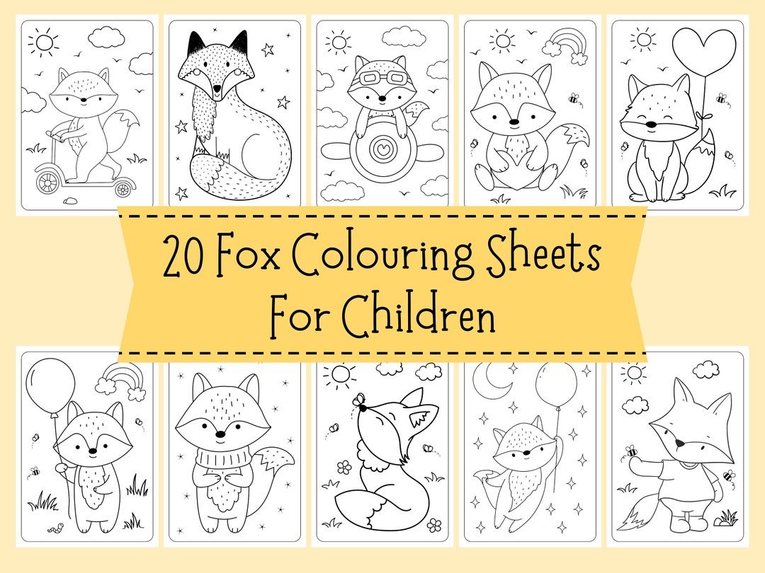 Fox Colouring Sheets for Children Fox Coloring Pages for Kids Fox ...