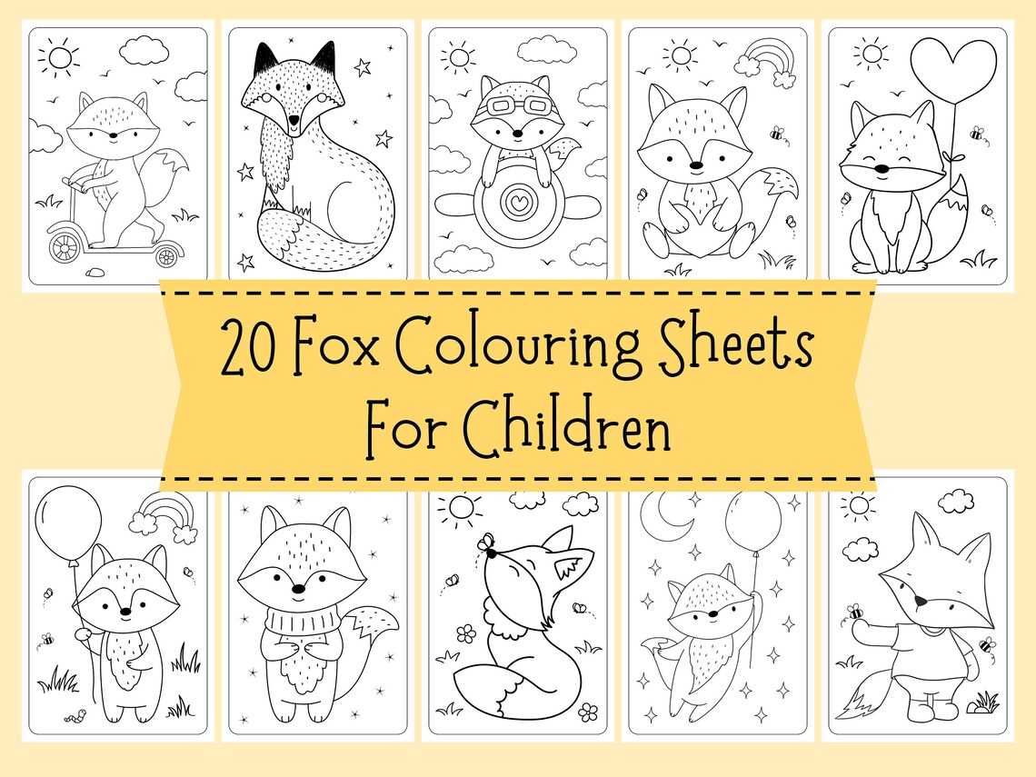 Fox Colouring Sheets for Children Fox Coloring Pages for Kids Fox ...