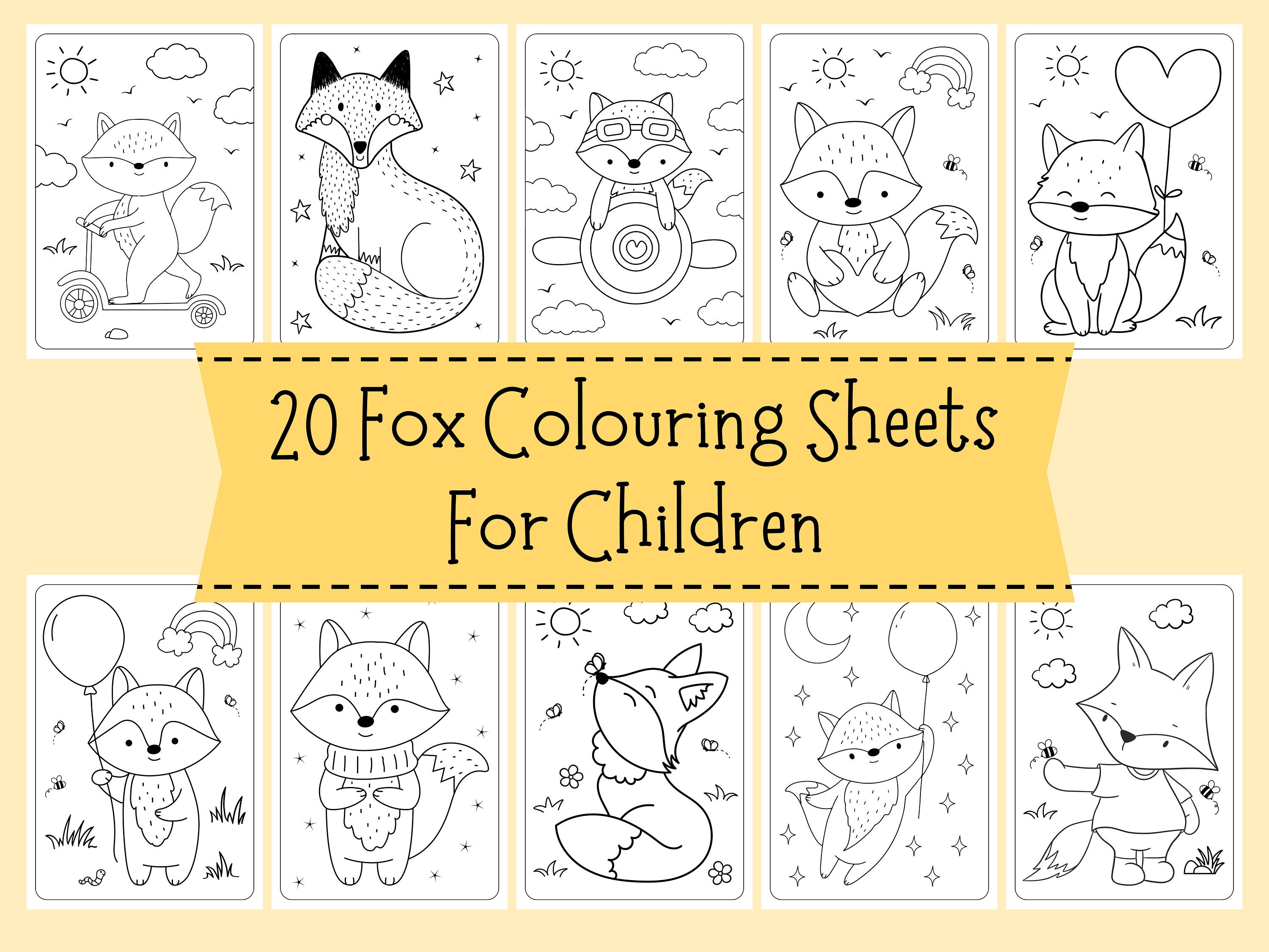 Fox Colouring Sheets for Children Fox Coloring Pages for Kids Fox ...