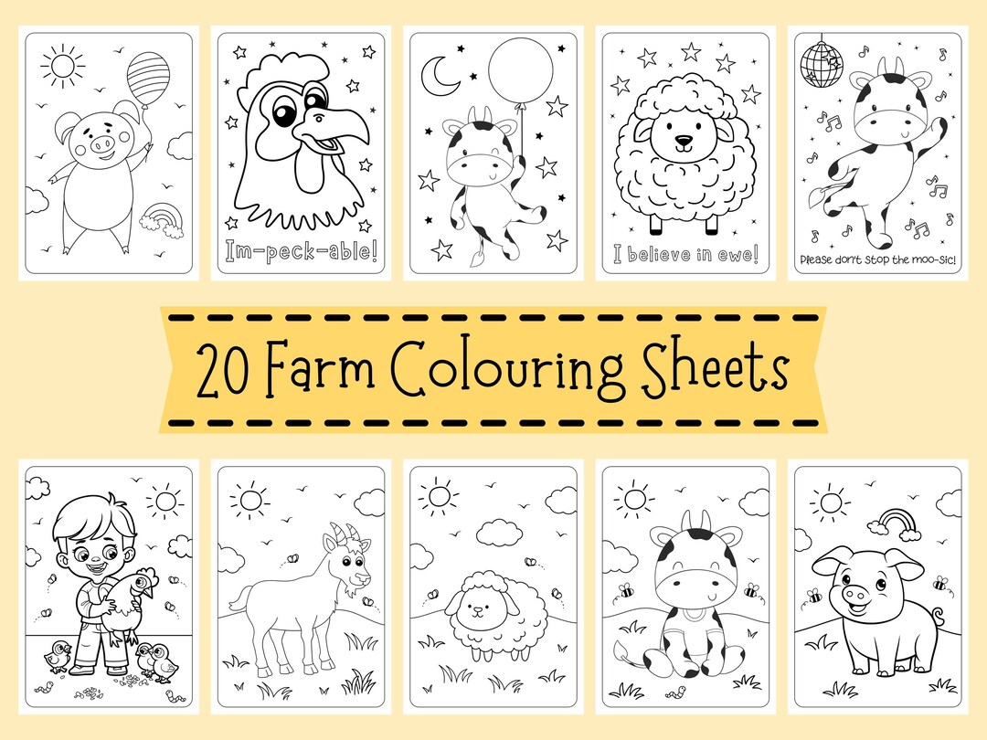 Farm Animal Colouring Sheets for Children Farmyard Animal Coloring ...