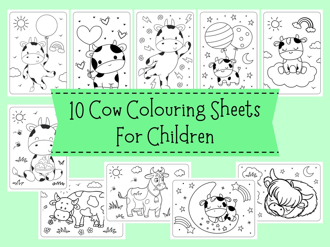 Cow Colouring Sheets for Children Cow Coloring Pages for Kids Cute Cow ...