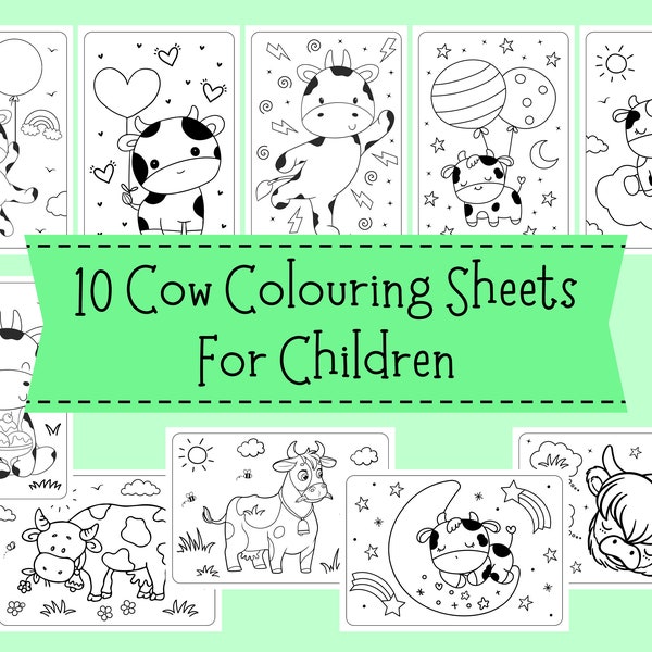 Cow Activity Sheets - Etsy