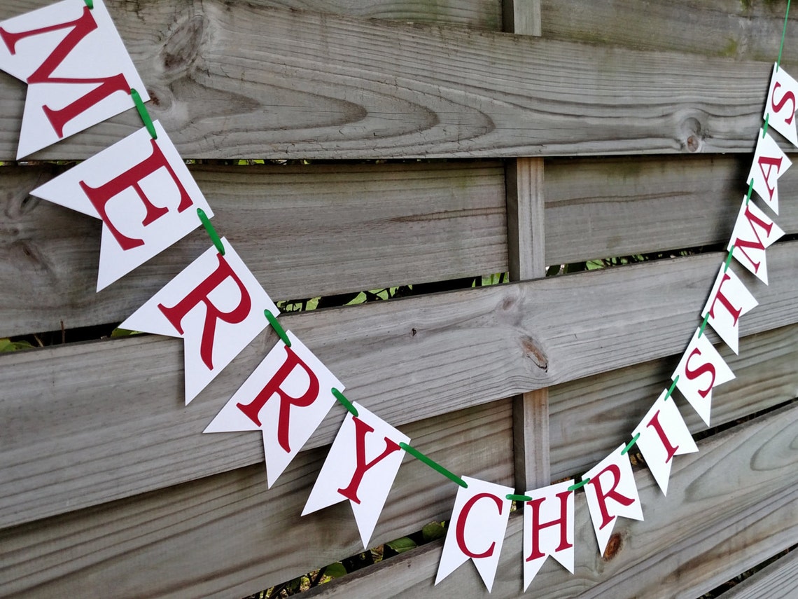 Merry Christmas Banner Christmas Decoration in Red and White - Etsy