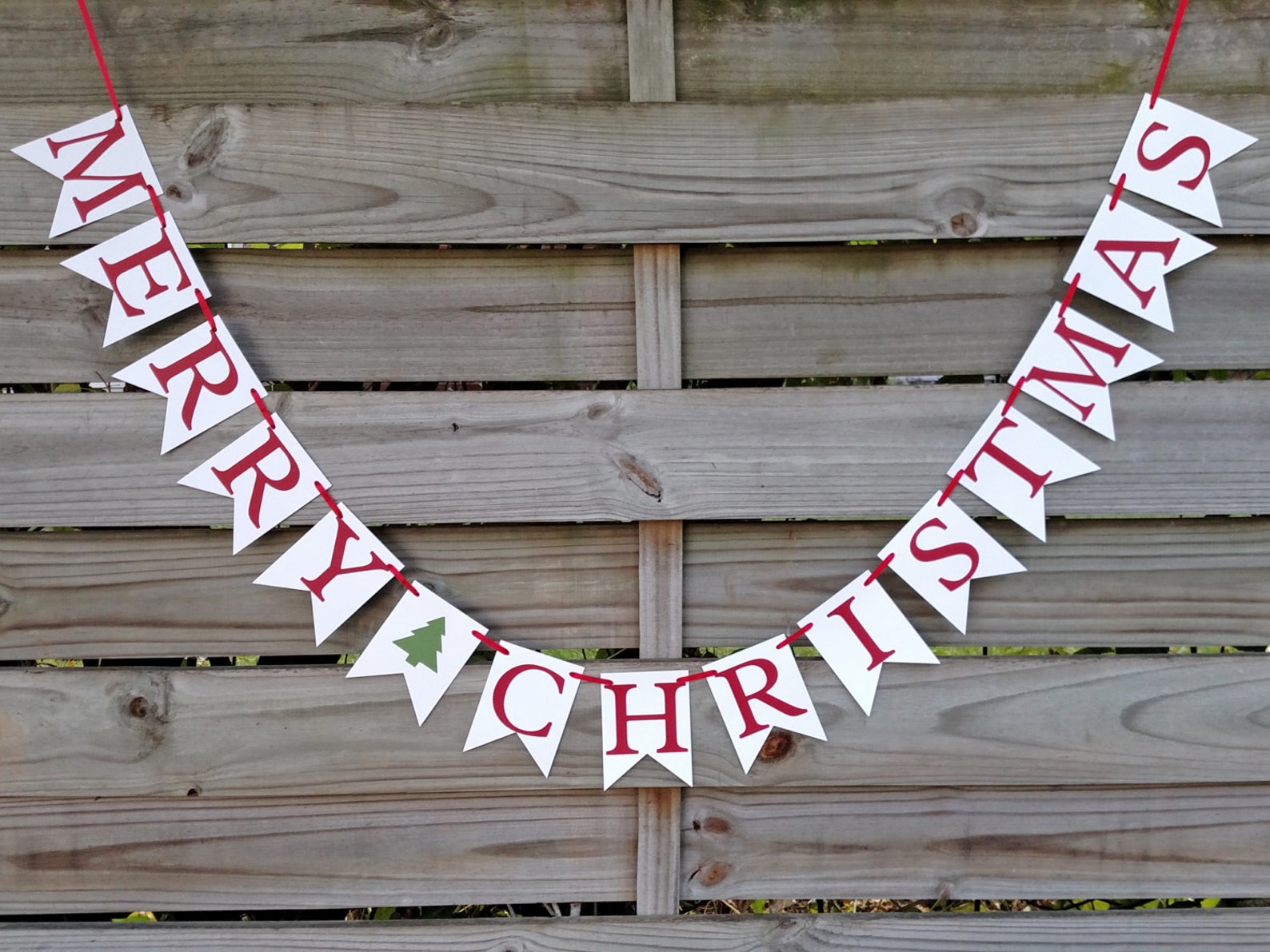Merry Christmas Banner Christmas Decoration in Red and White - Etsy