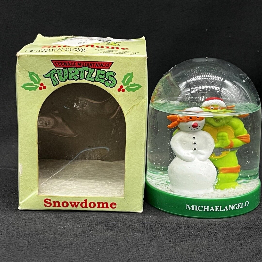 1990 Teenage Mutant Ninja Turtles Michaelangelo Christmas Snow Dome ...