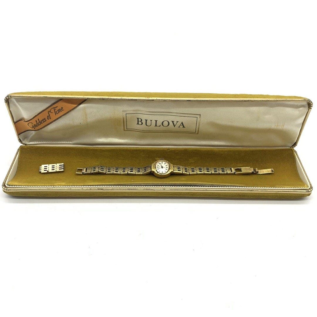 VINTAGE BULOVA Goddess of Time Bulova Watch Gold Tone Extra Links W ...