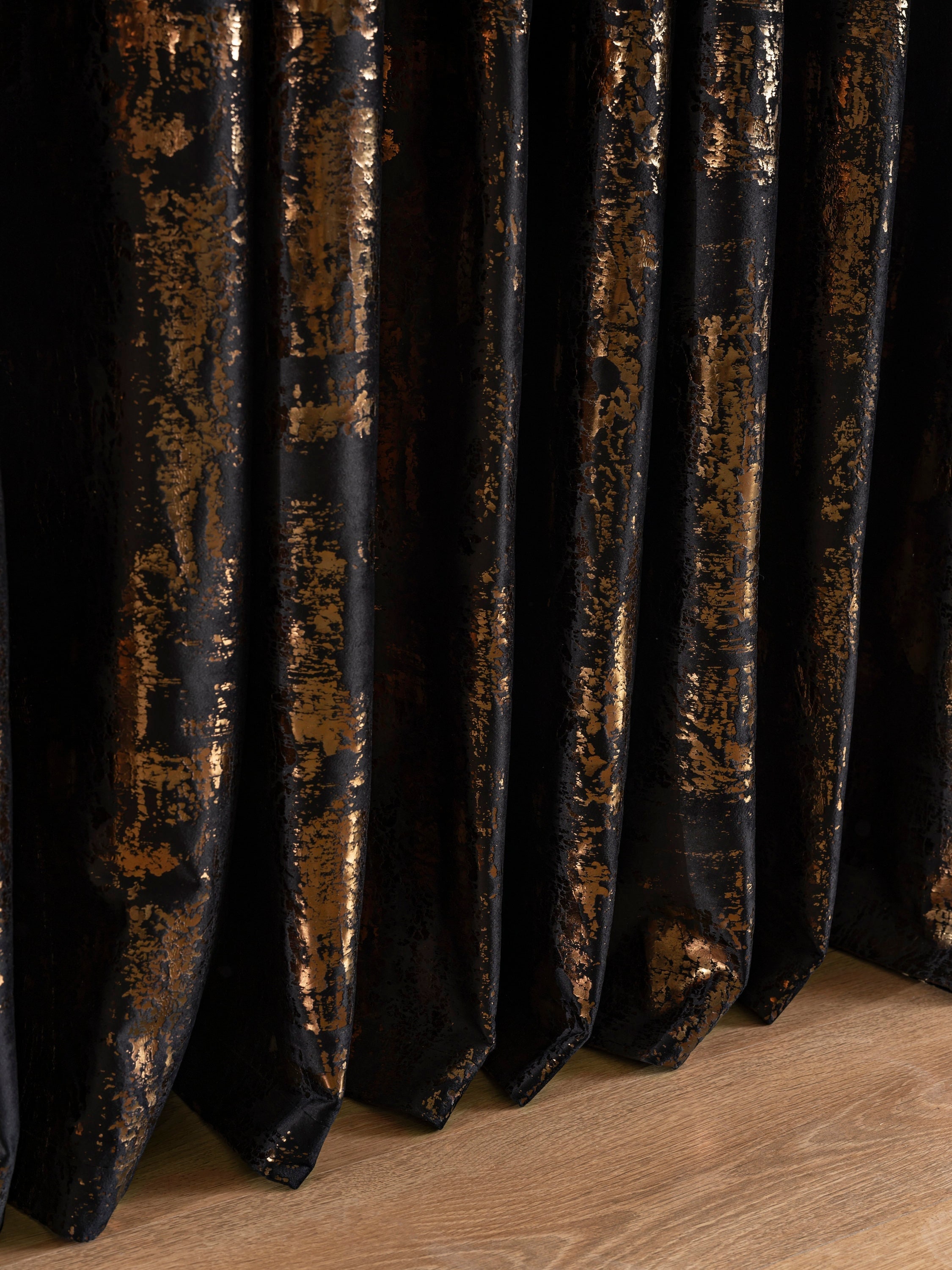 Luxury Velvet Curtains With Gold Foil Print, Grommet Velvet Drapes ...