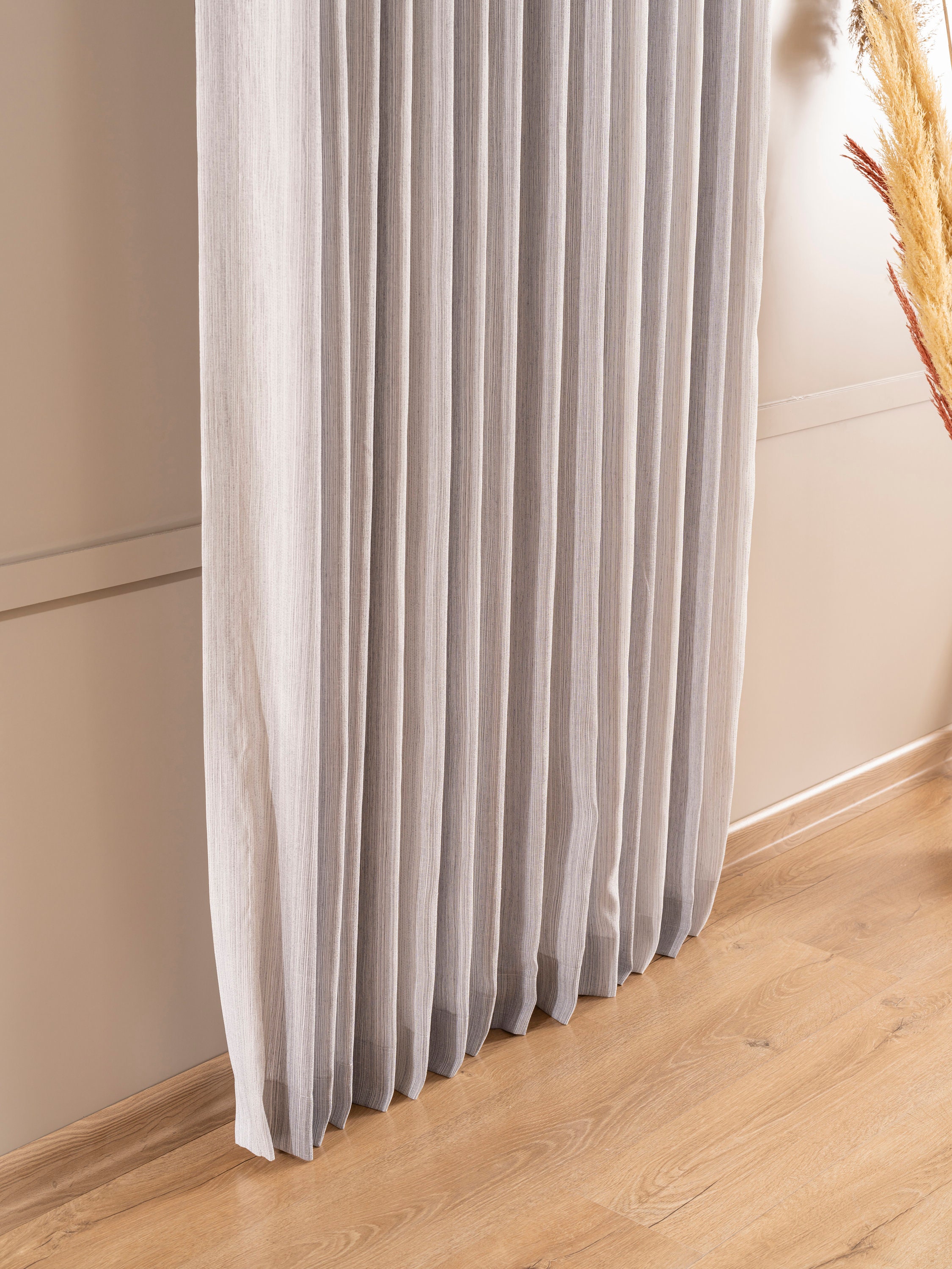 Double Pinch Pleat Linen Sheer Curtain, Linen Sheer Curtain for Living ...