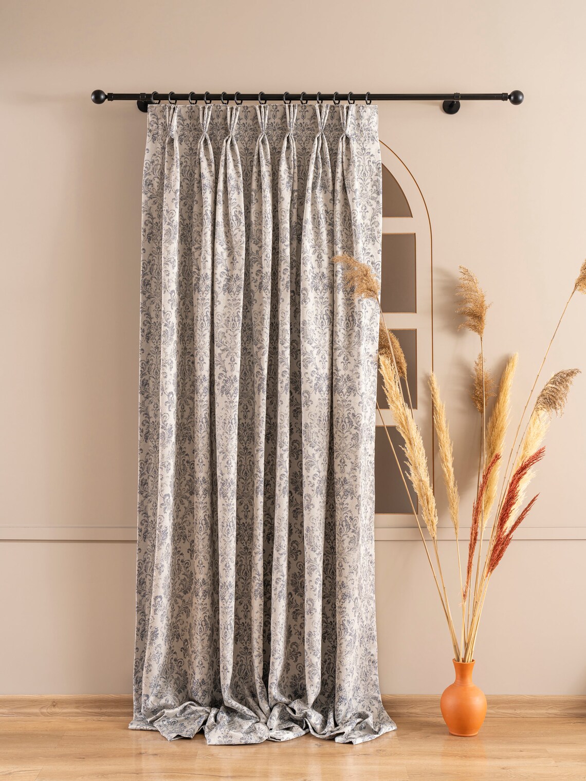 Damask Floral Patterned Curtains, Damask Patterned Curtains, Luxury ...