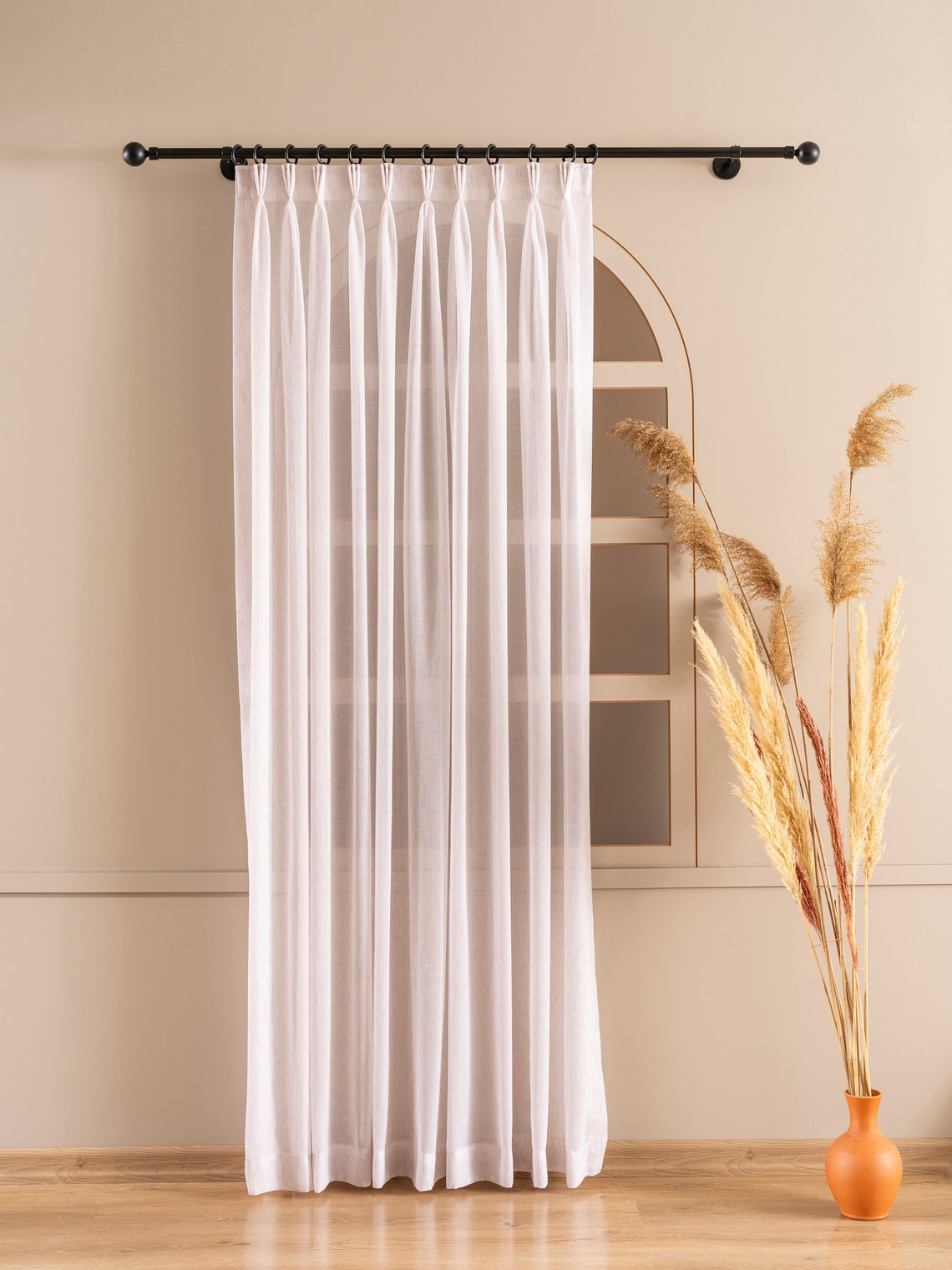 Luxury Linen Sheer Curtain, Linen Sheer Curtain for Living Room, Linen ...