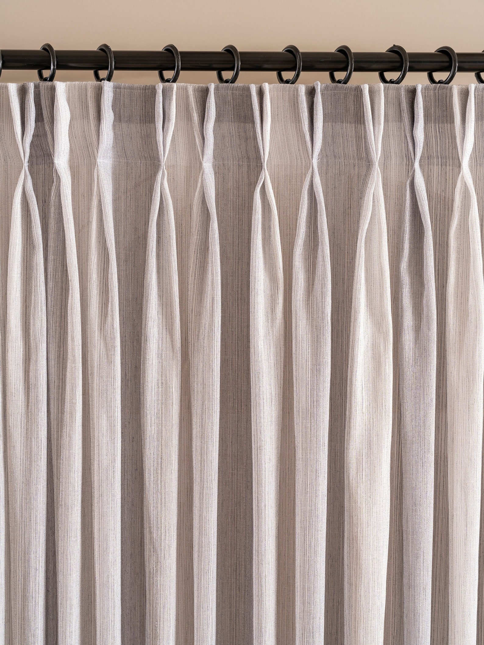 Double Pinch Pleat Linen Sheer Curtain, Linen Sheer Curtain for Living ...