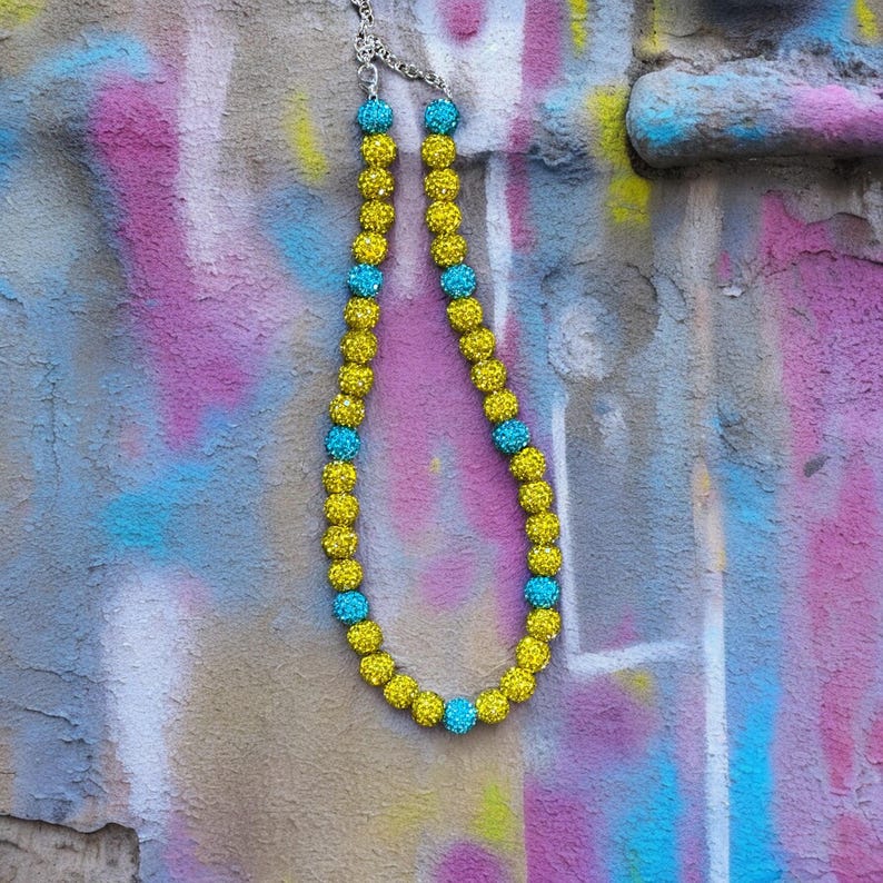Yellow & Turquoise Dugout Drip Necklace - Etsy