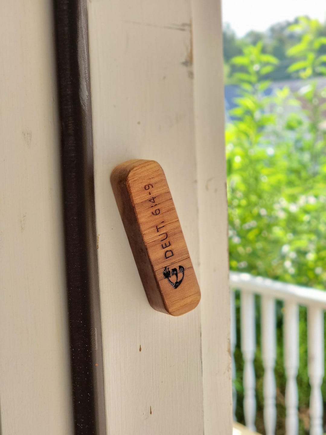 UNIQUE DARK WOOD Mezuzah Torah Sign | Shema Reminder of Law on ...