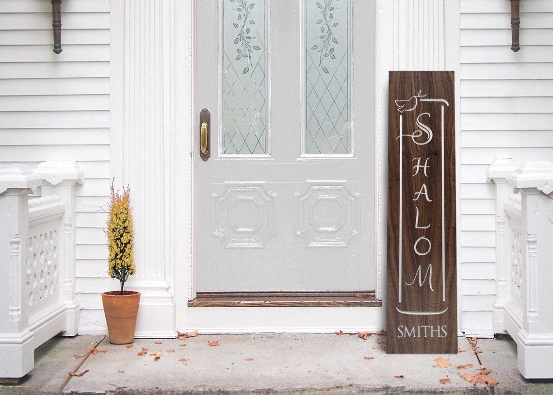 Personalized Shalom Dove Welcome Porch Sign for Front Door Wooden ...