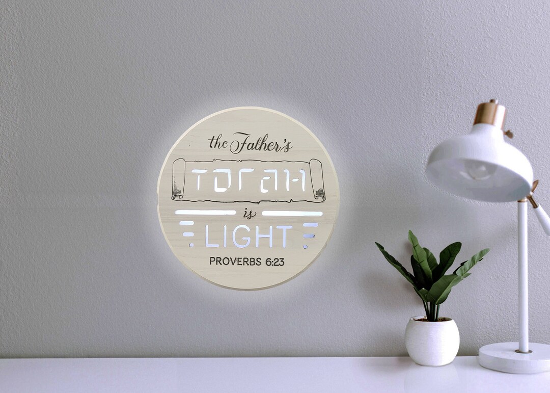 Torah is Light Scripture Sign That LIGHTS UP! | Carved Wooden Decor for ...