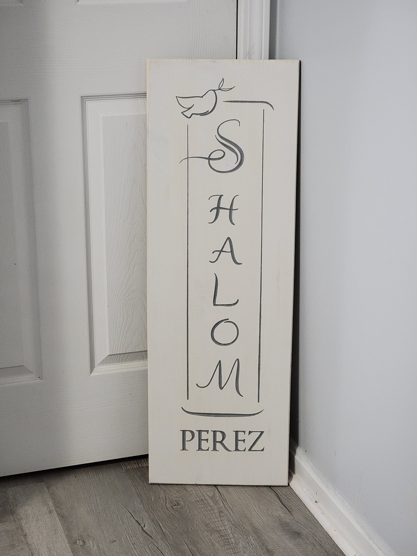 Personalized Shalom Dove Welcome Porch Torah Sign for Front Door ...