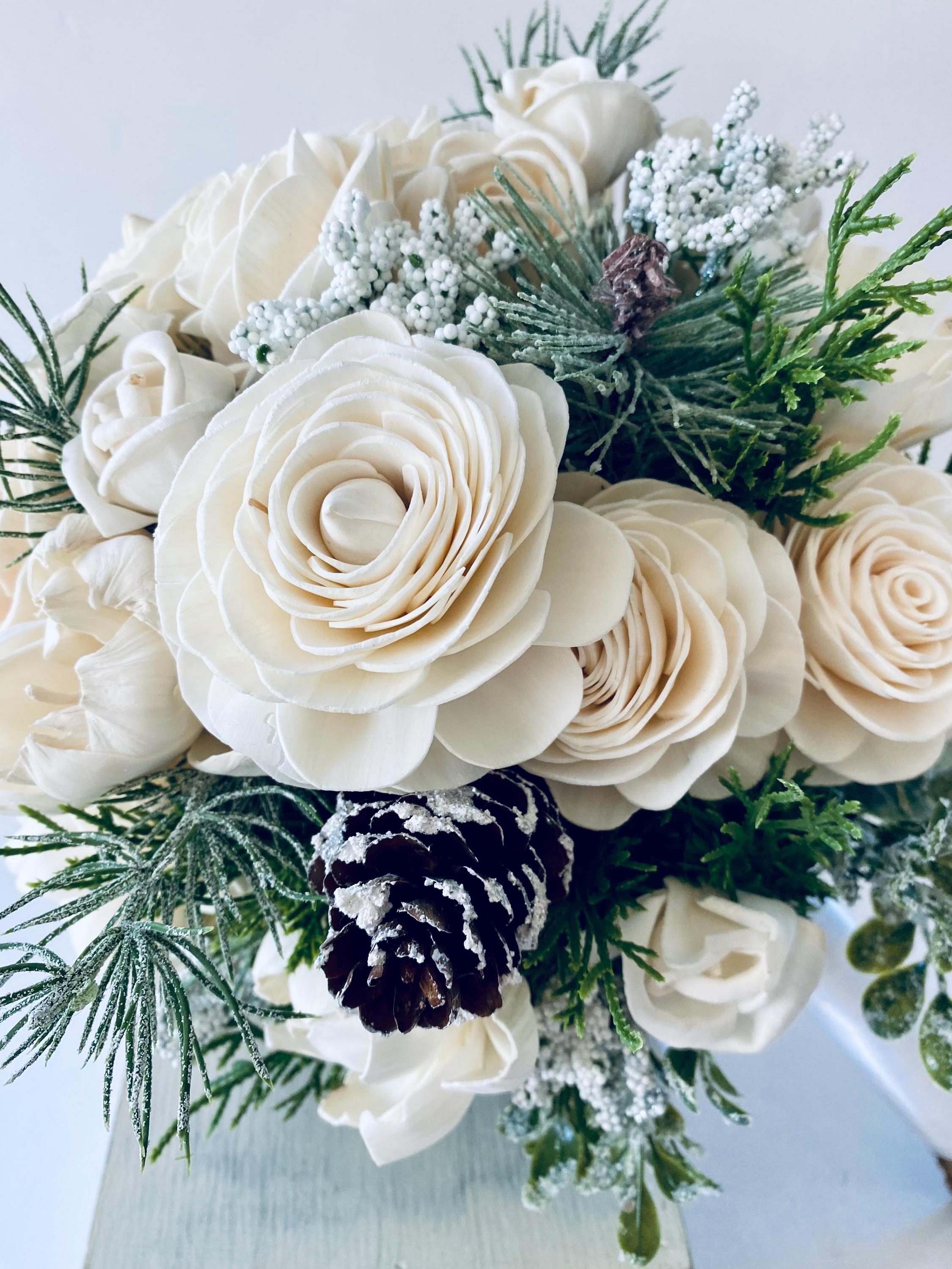 Extra Large Winter White Sola Wood Floral Bridal Bouquet Winter ...