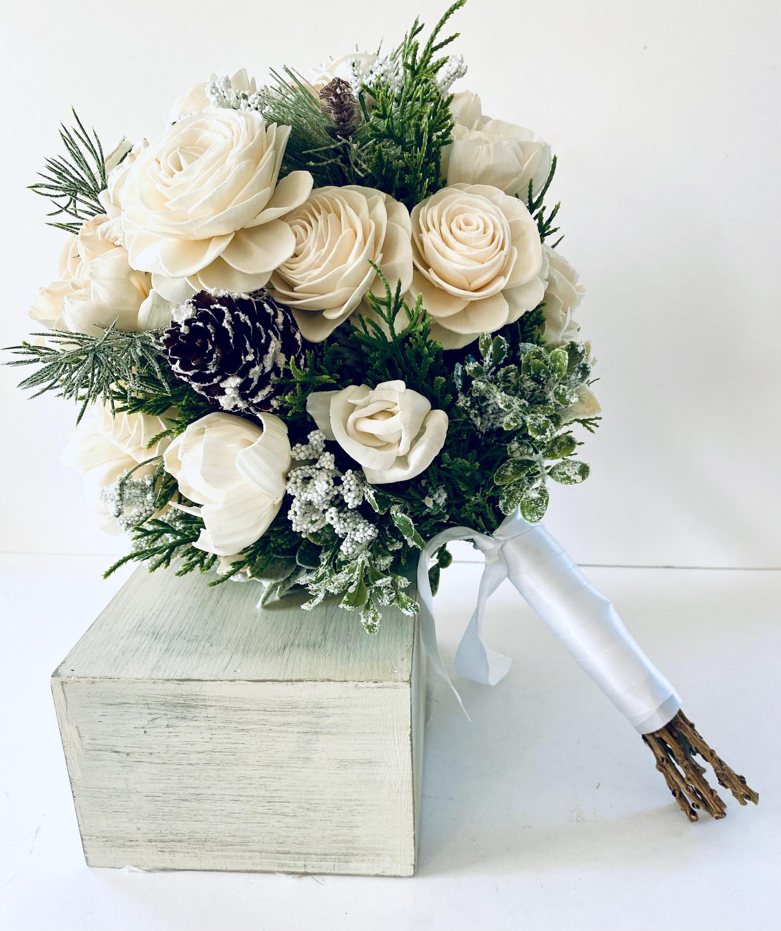 Extra Large Winter White Sola Wood Floral Bridal Bouquet Winter ...