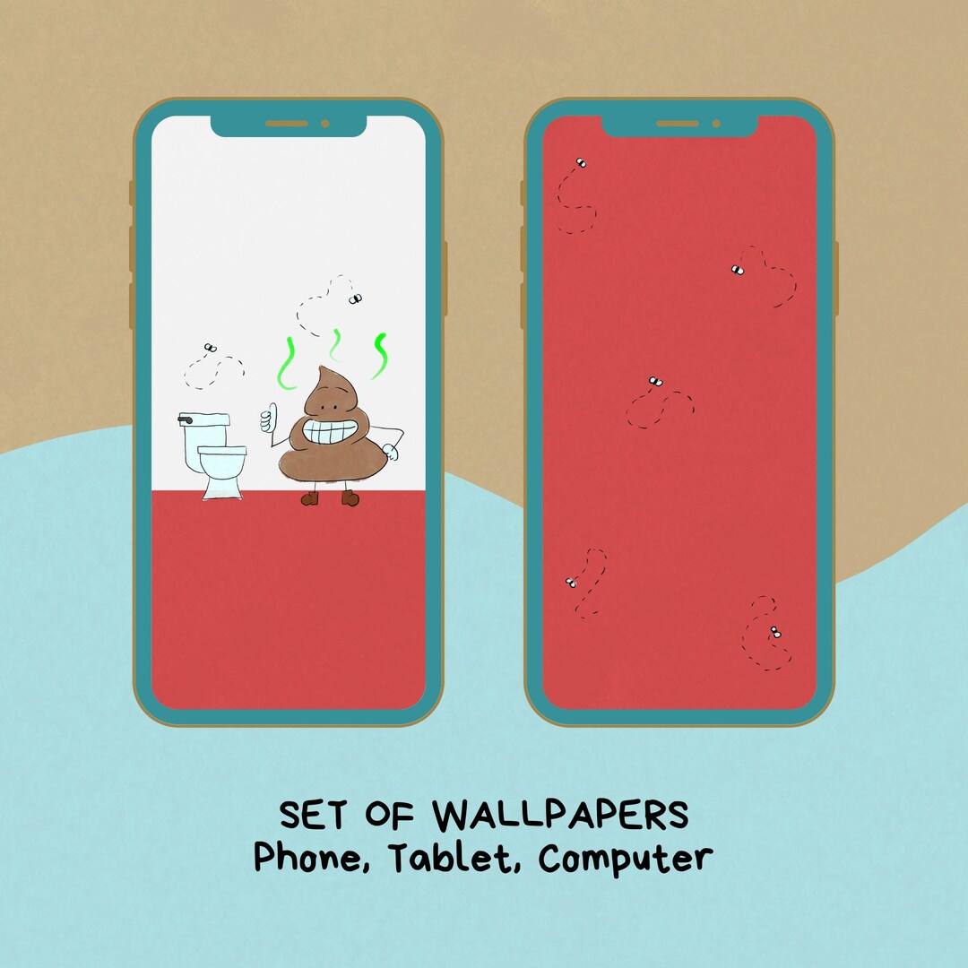 Funny Poop Illustrated Wallpaper Phone, Tablet, Computer Wallpaper Set ...