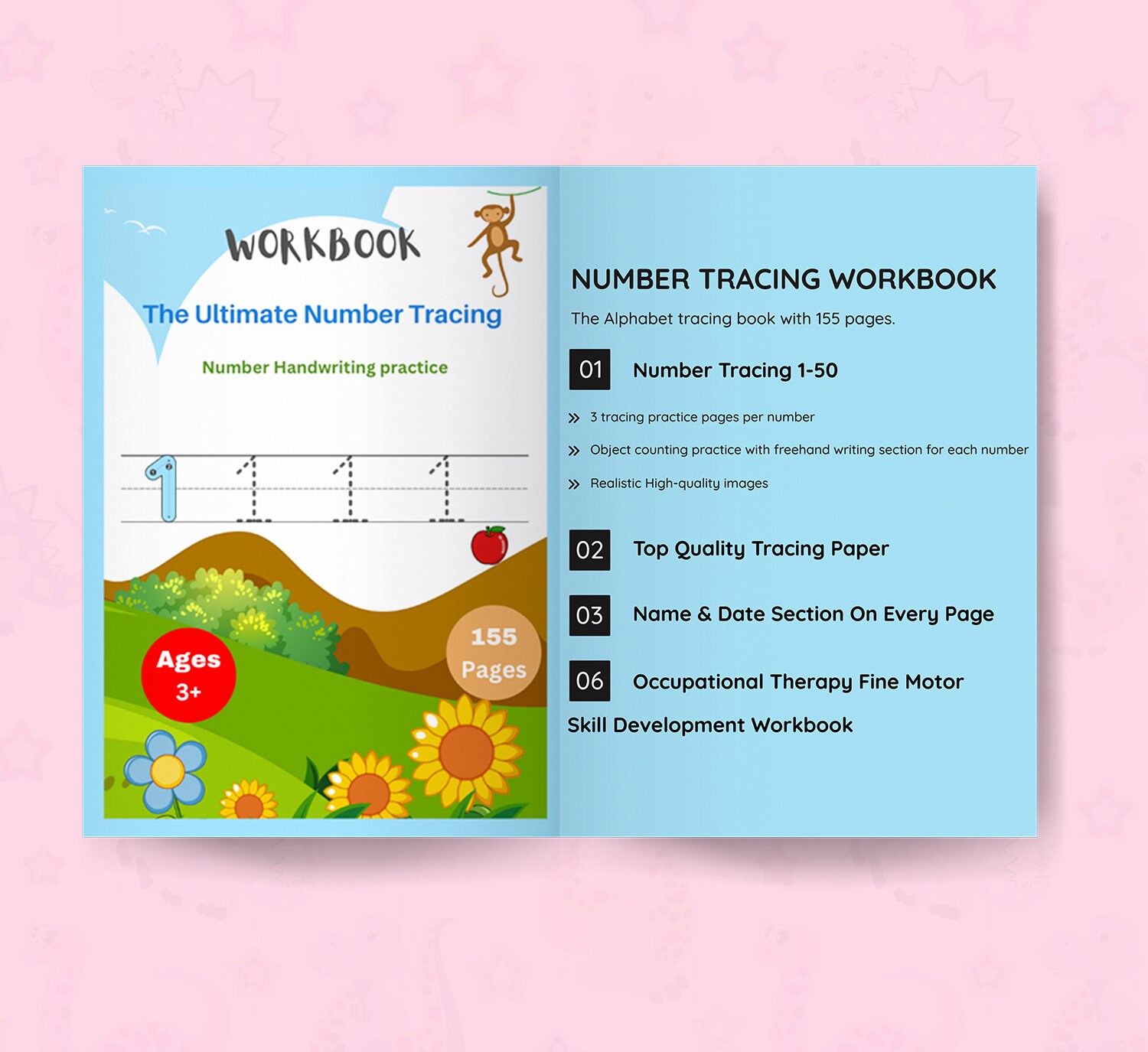 Preschool Pre-k|toddler Kindergarten Number Tracing Workbook 155 Pages ...
