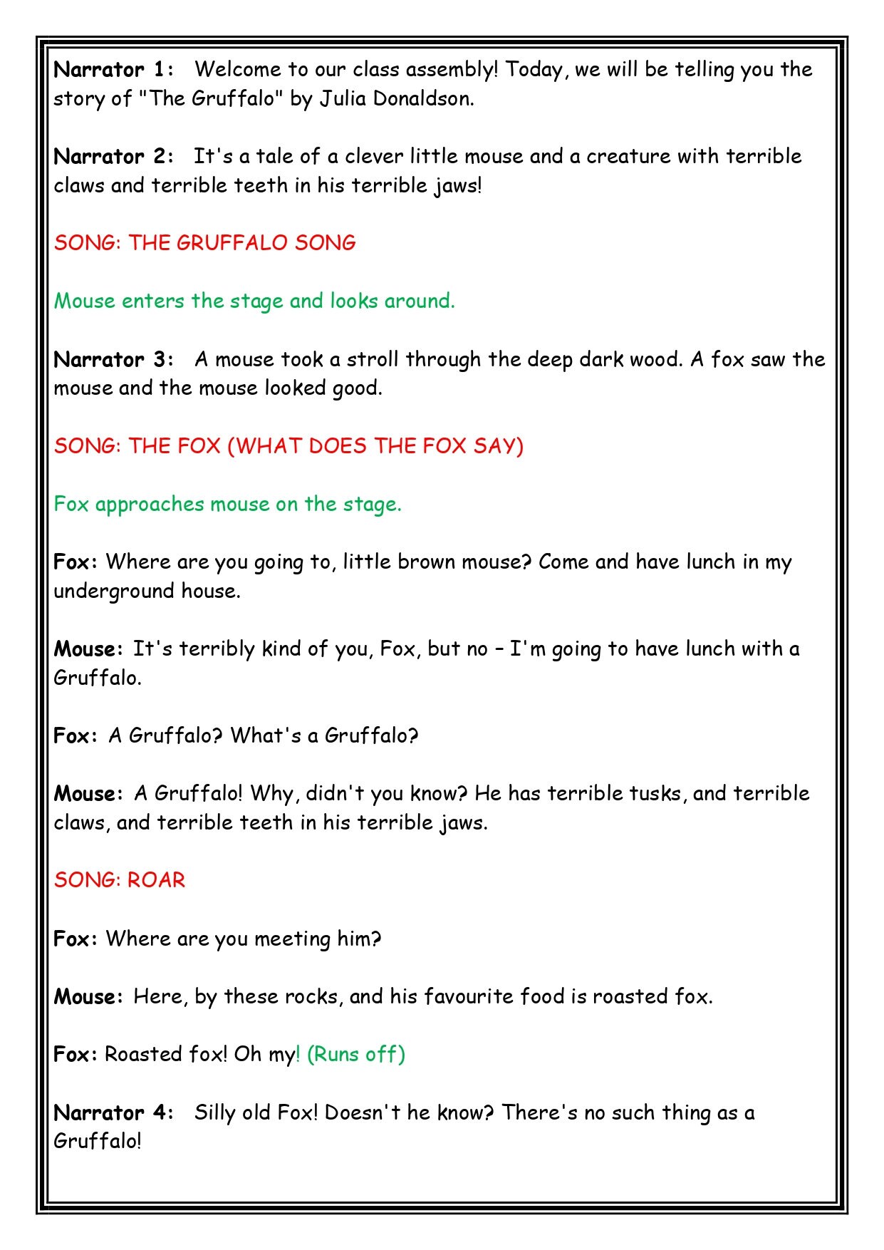 The Gruffalo Class Assembly Show Script - EYFS/KS1 - Etsy