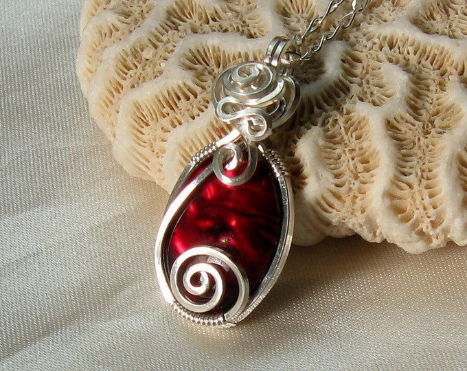 Paua Shell Necklace Abalone Pendant Red Paua Shell Jewelry - Etsy