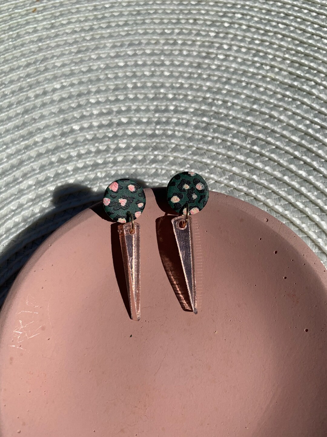 CALLAN in Green Leopard Polymer Clay Earrings Statement Earrings - Etsy