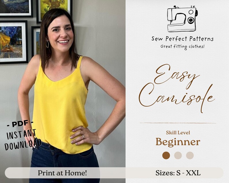 Camisole Sewing Pattern, Beginner Sleeveless Top. Instructions Included ...