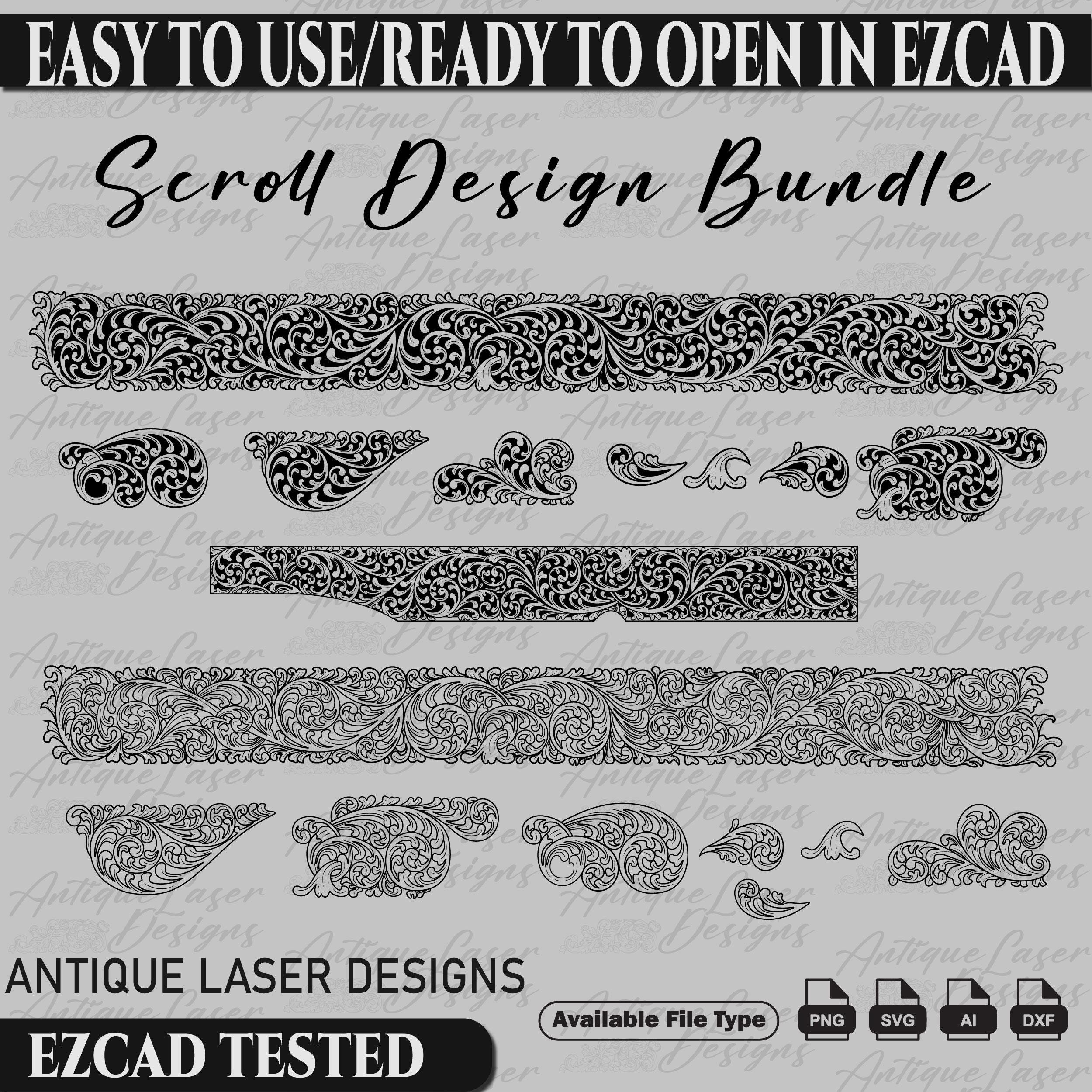 Paquete de diseño de pergamino SVG para grabado e impresión láser ...