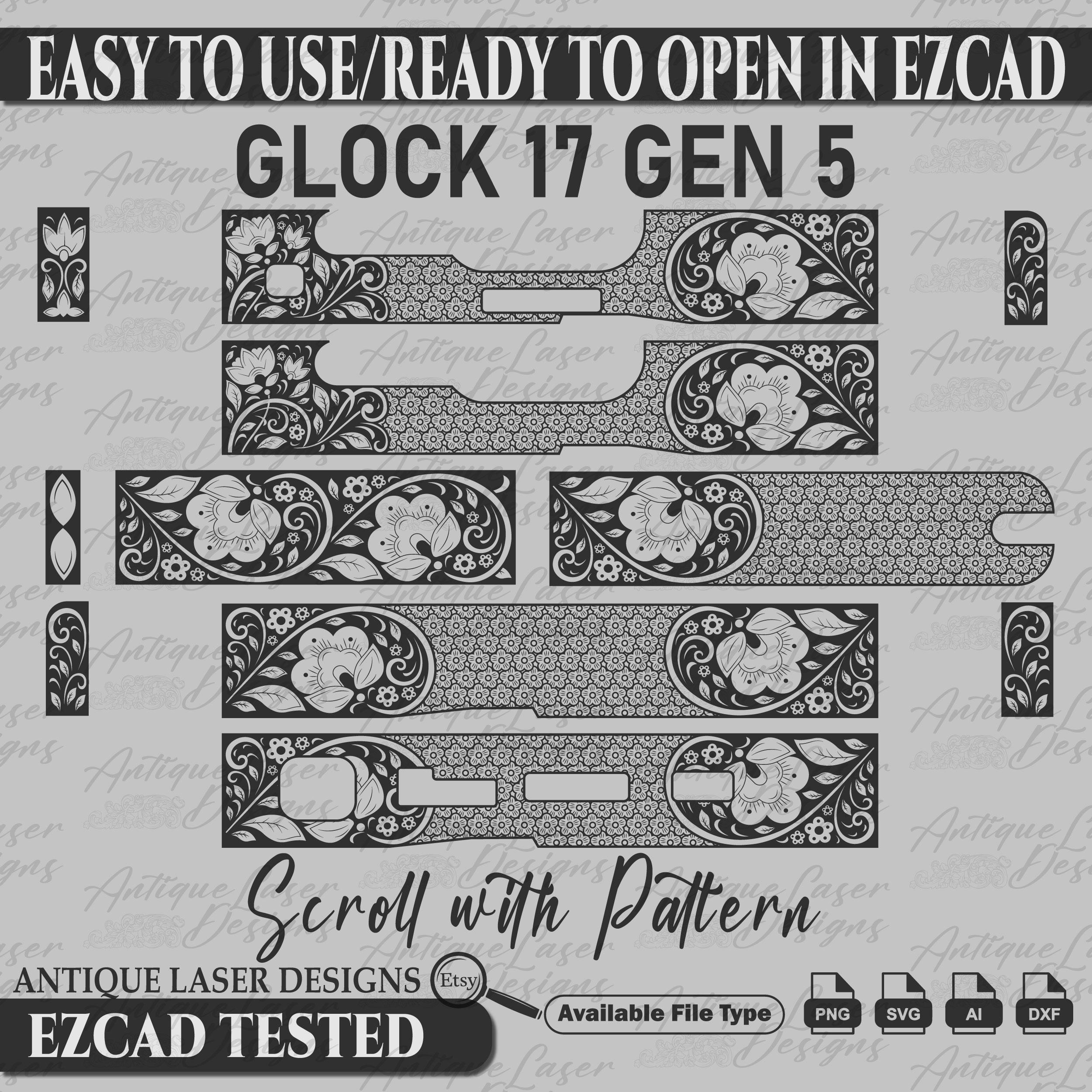 Glock 17 Gen 5 Engraving Scroll With Pattern Design Svg, Slide Pattern ...