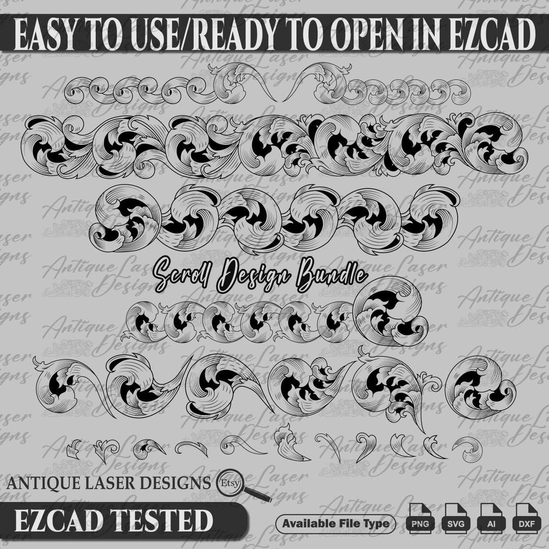 Scroll Design Bundle SVG for Laser Engraving and Printing, Laser Work ...