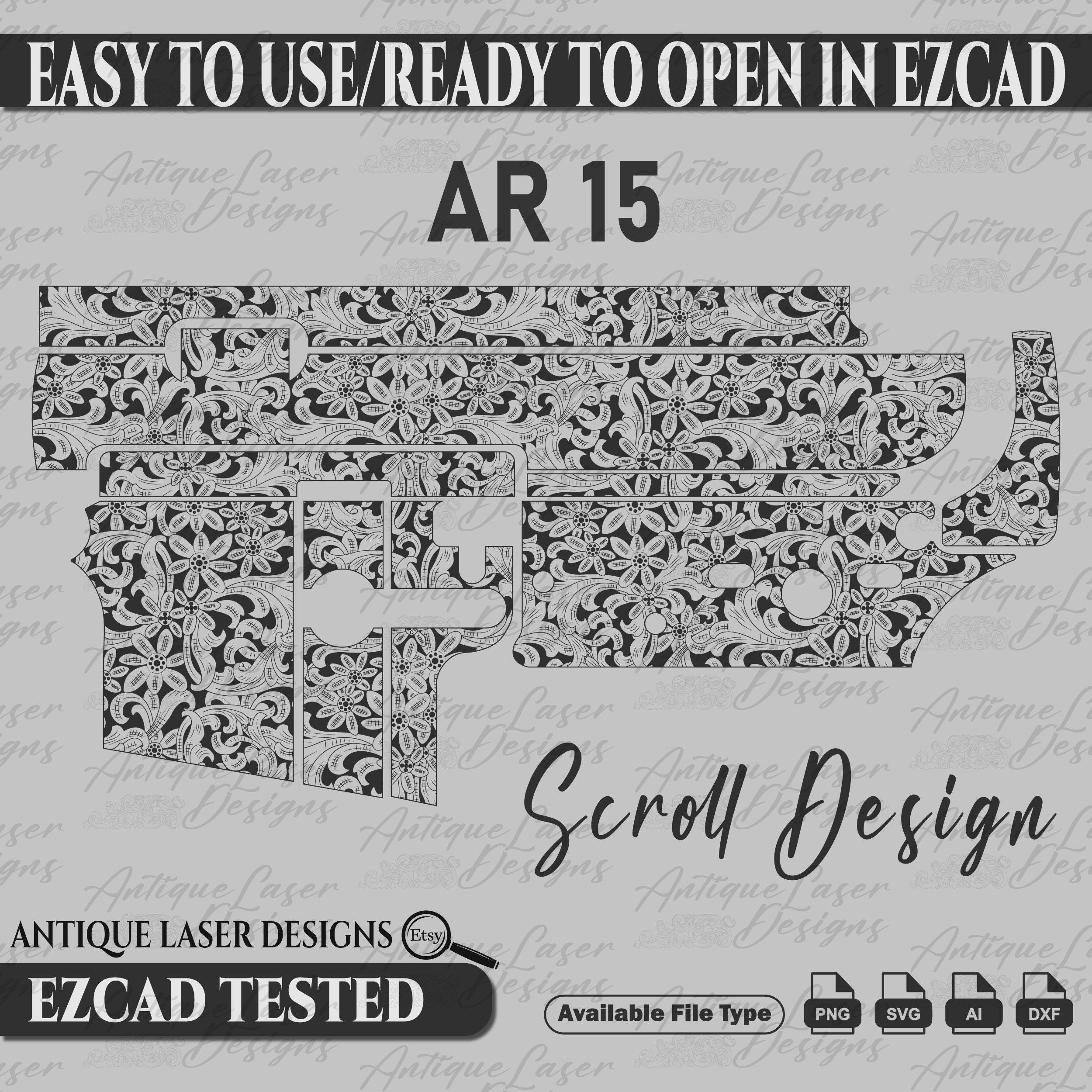 AR 15 Laser Engraving Scroll Design SVG, Ar15, Vector Design, Scroll ...