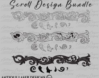 Scroll Design Bundle SVG for Laser Engraving and Printing, SVG Scroll, Scroll SVG, Vector Design ...