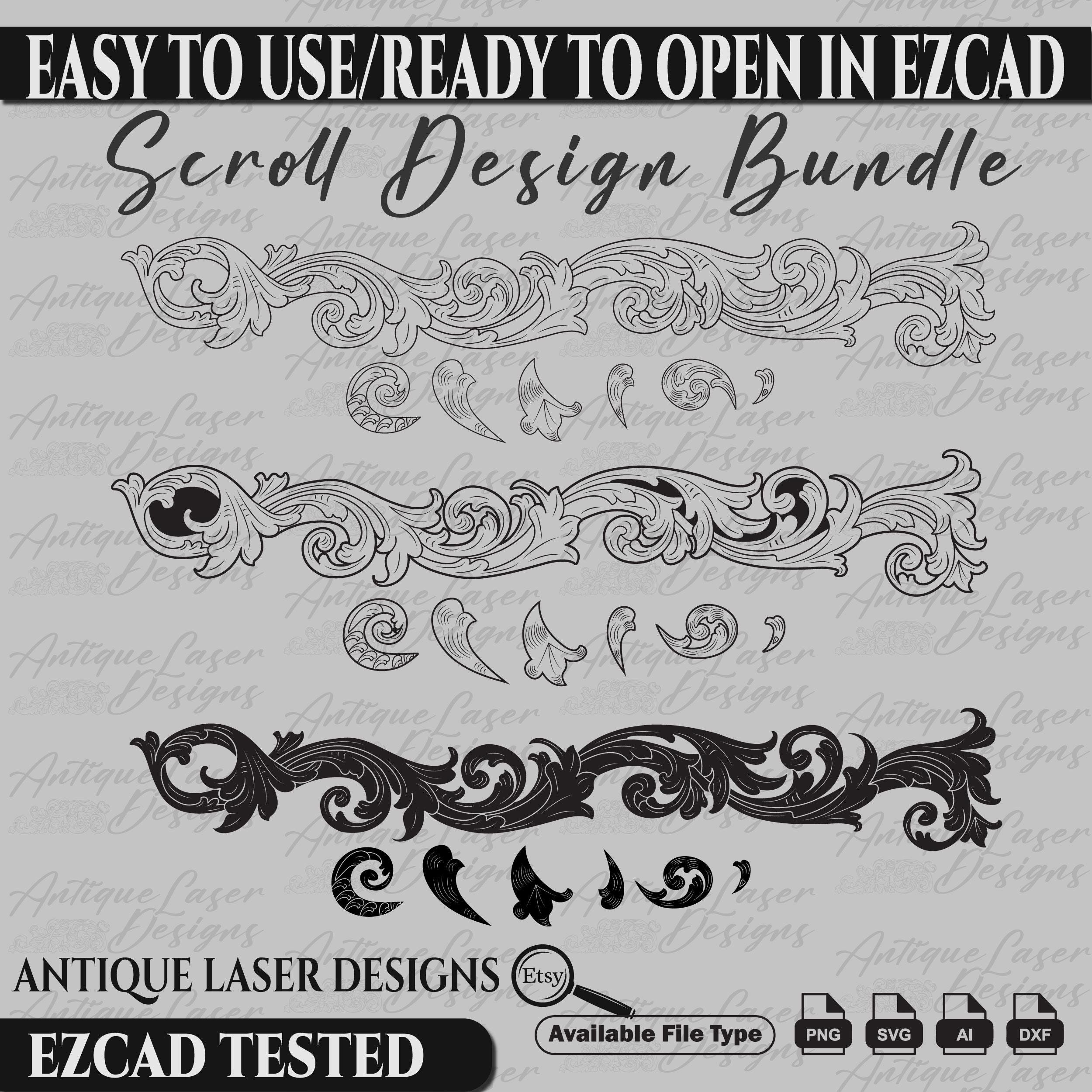 Scroll Design Bundle SVG for Laser Engraving and Printing, Laser Work ...