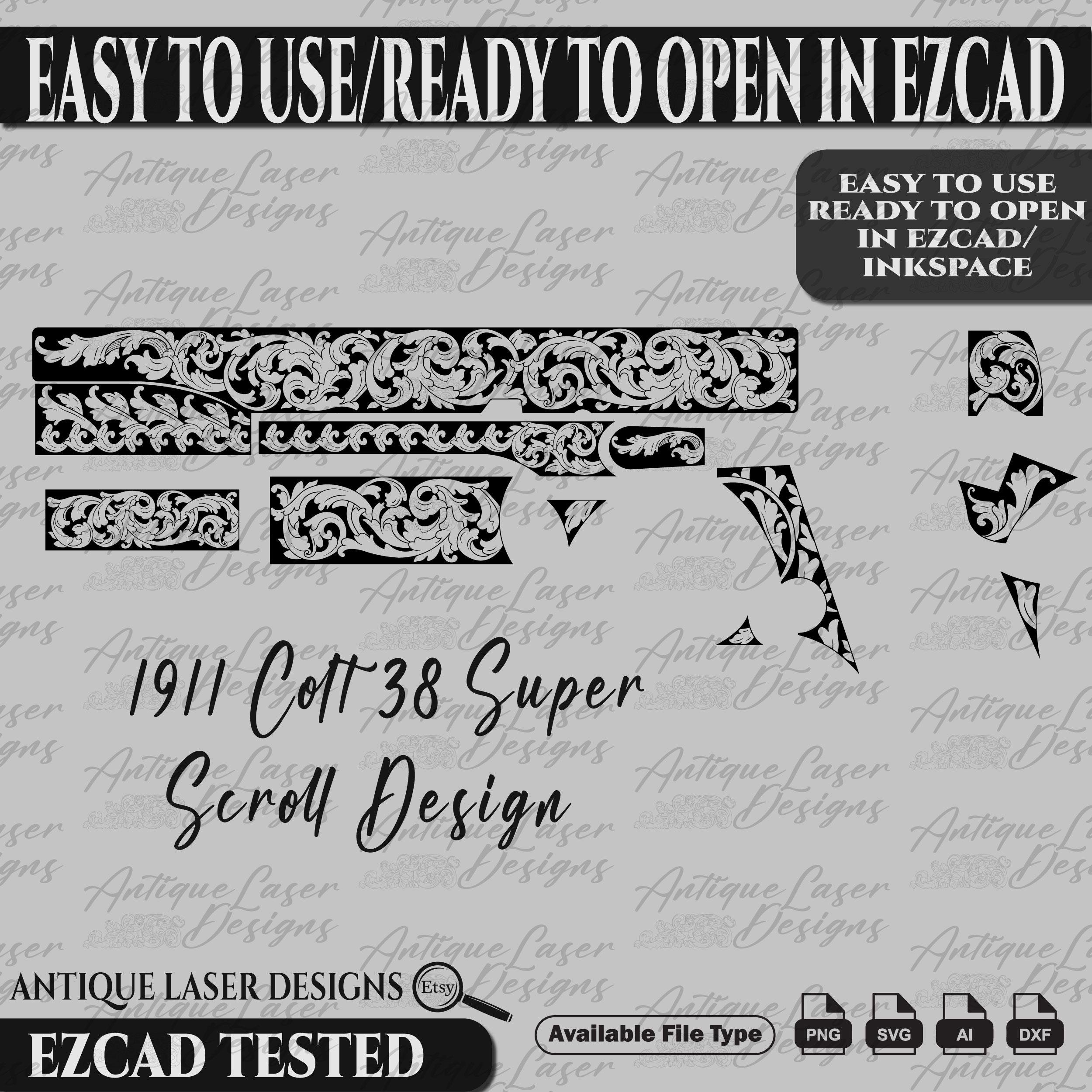 1911 Colt .38 Super Scroll Design SVG, Custom, Vector, DXF, Png, Ai ...