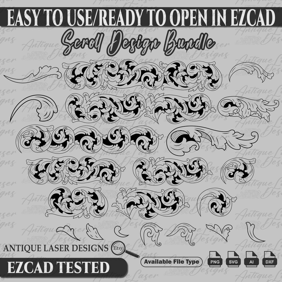 Scroll Design Bundle SVG for Laser Engraving and Printing, Laser Work ...