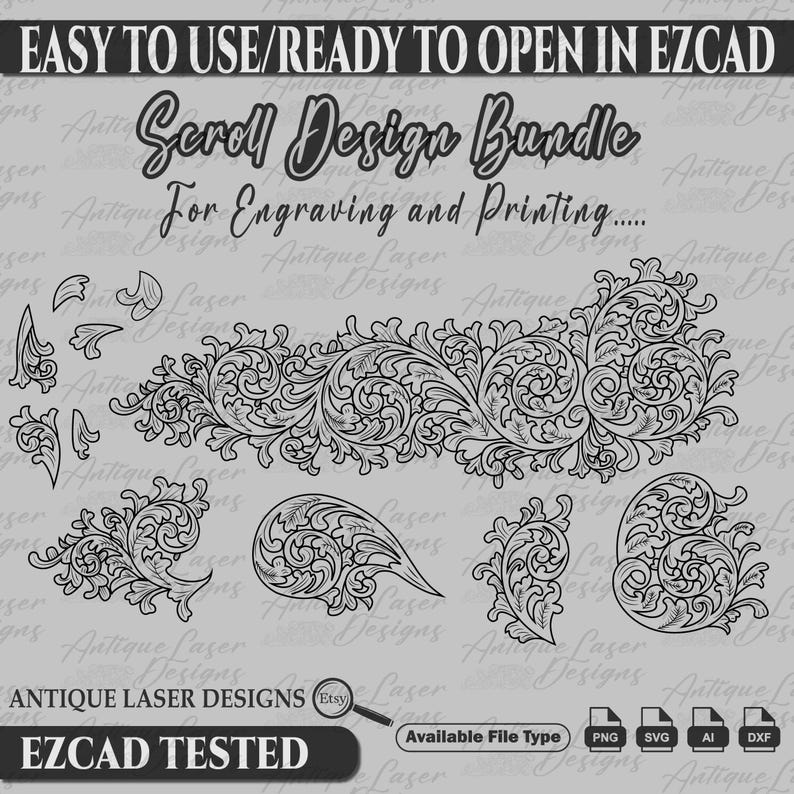 Scroll Design Bundle SVG for Laser Engraving and Printing, Laser Work ...