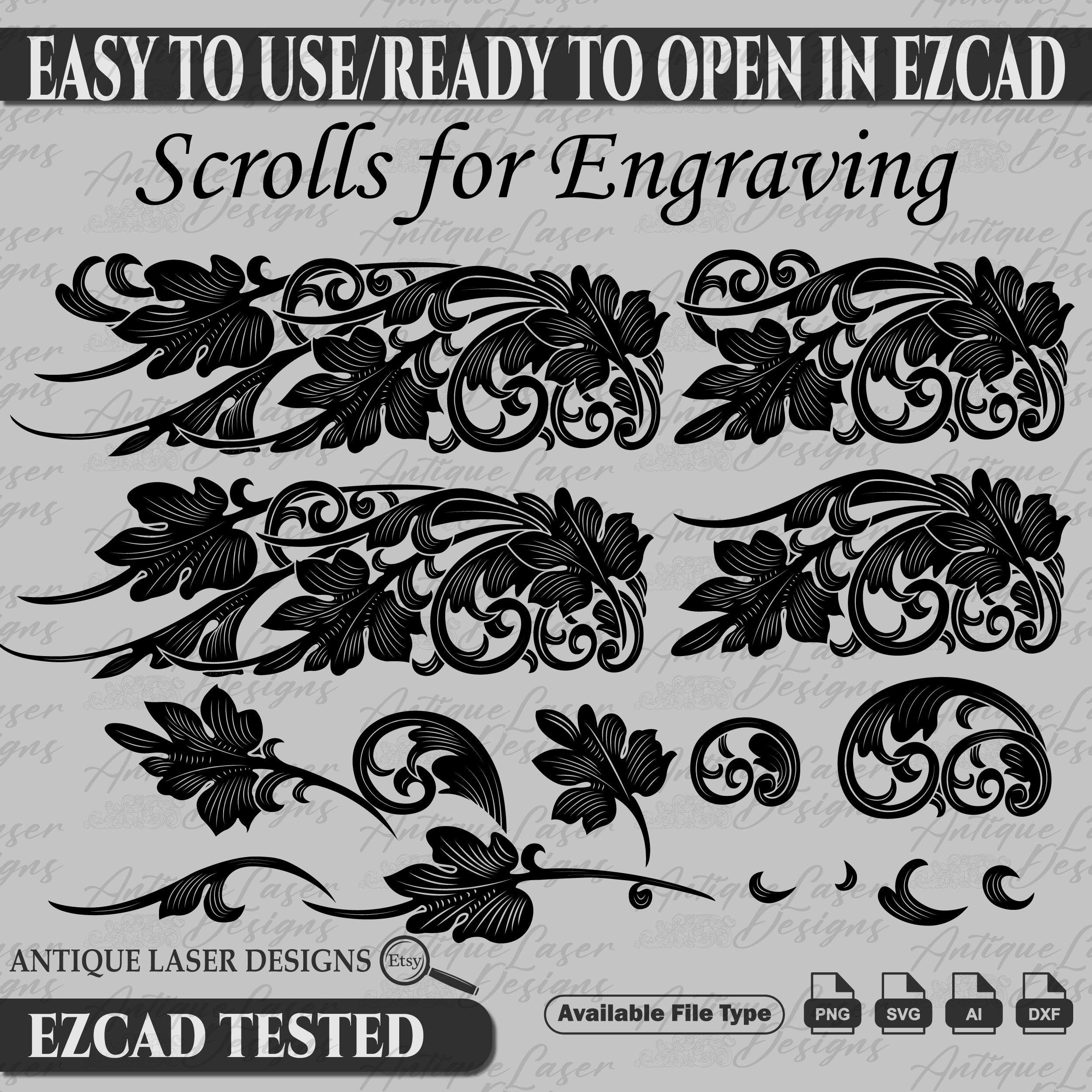 Scroll Design Bundle SVG for Laser Engraving and Printing, Floral ...