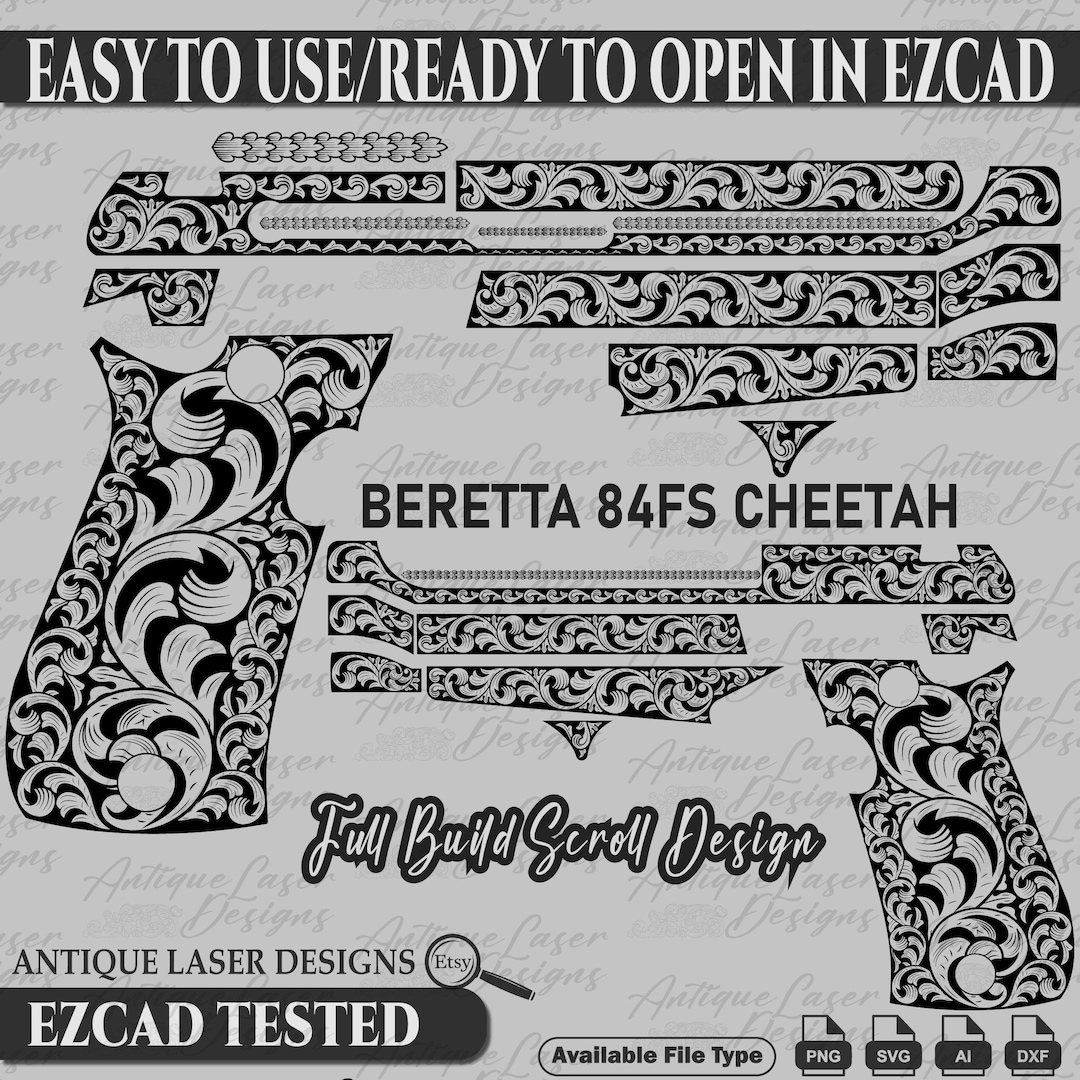 Beretta 84 FS Cheetah Scroll Design Svg, Beretta 84 FS Cheetah Fiber ...