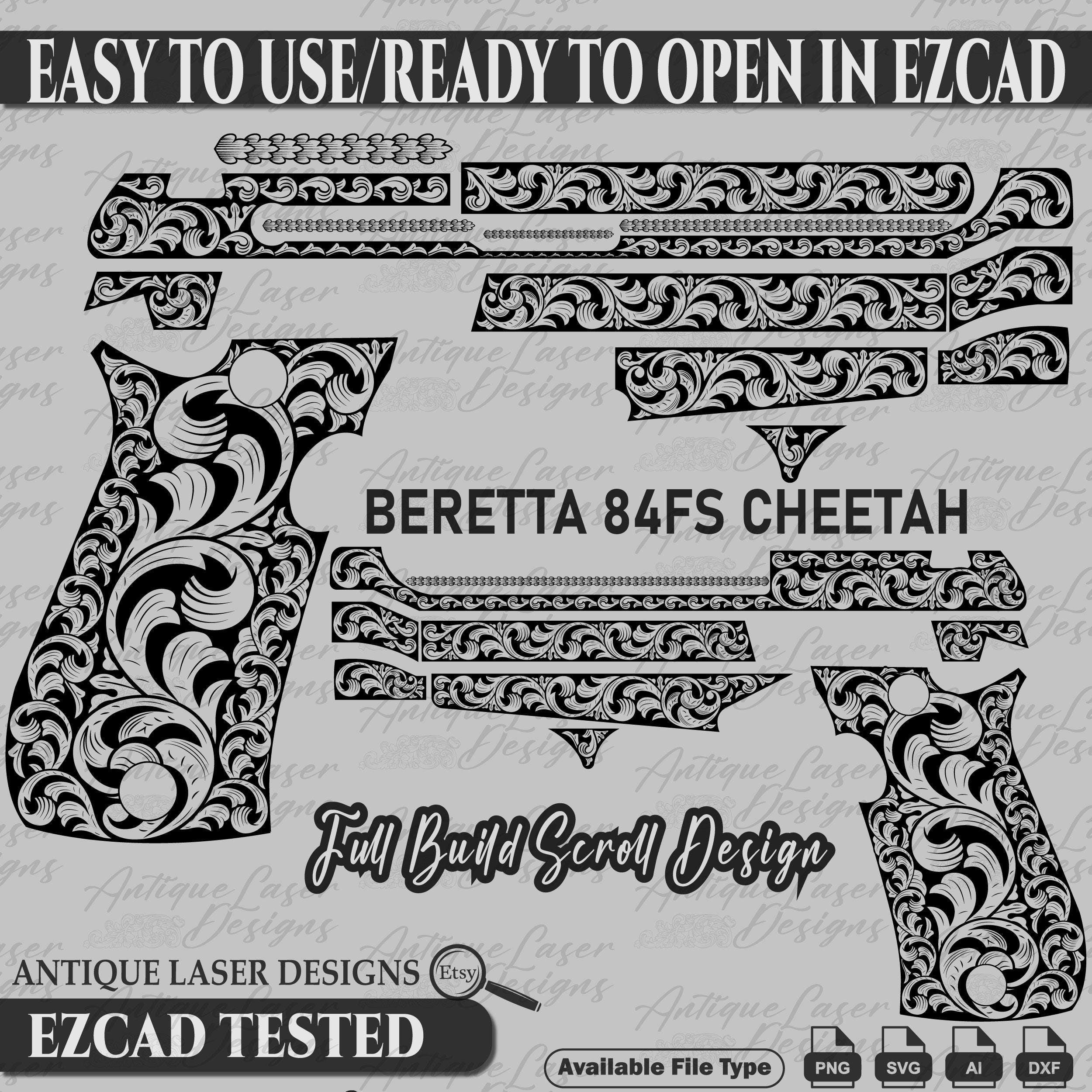 Beretta 84 FS Cheetah Scroll Design Svg, Beretta 84 FS Cheetah Fiber ...